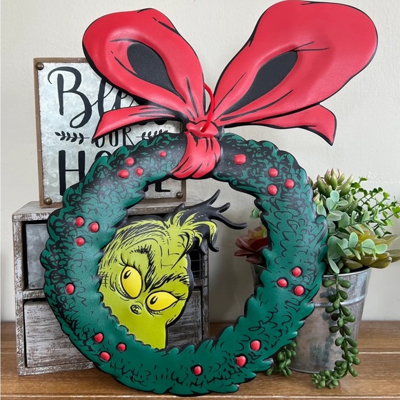 The Grinch | Holiday | New Grinch In Wreath Metal Sign | Poshmark